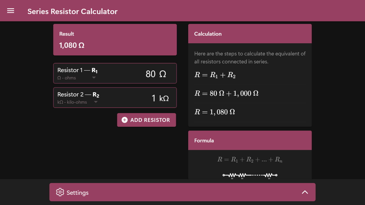 Series Resistor Calculator