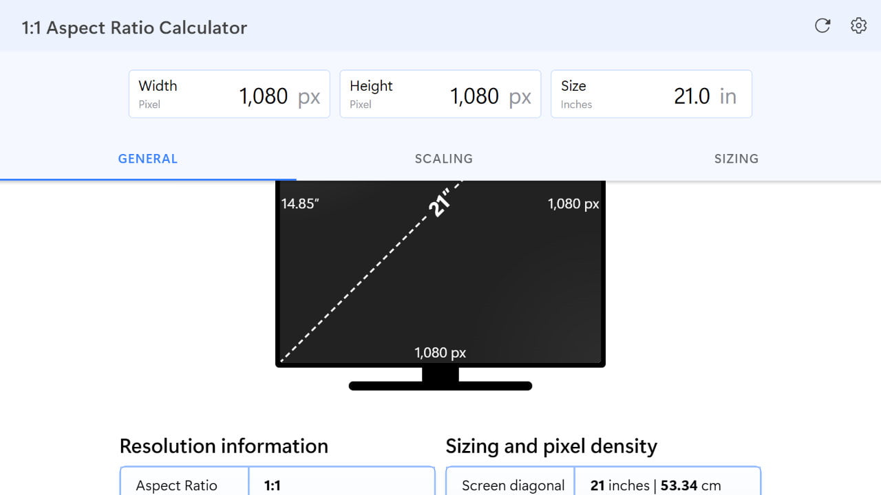 1:1 Aspect Ratio Calculator - Calculator Hub