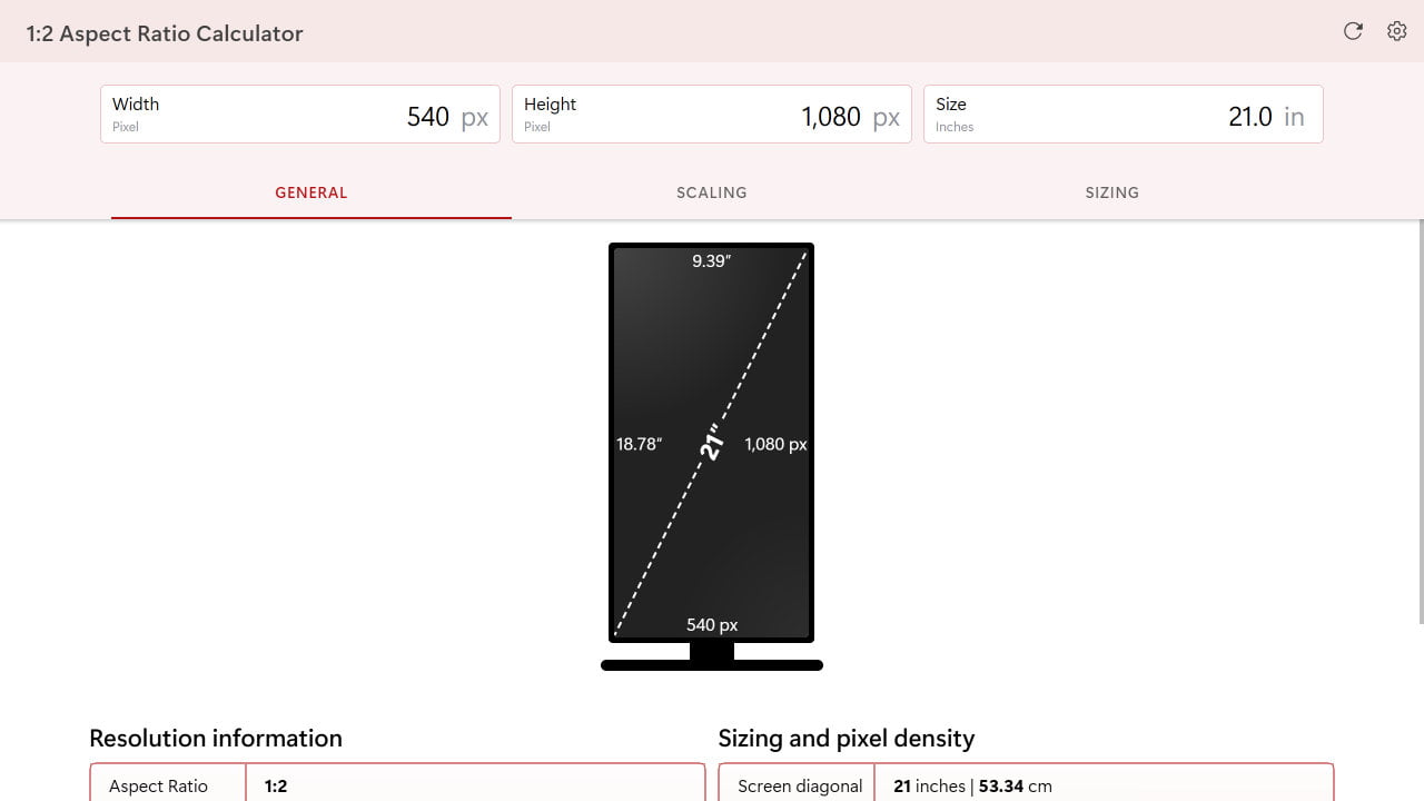 1:2 Aspect Ratio Calculator - Calculator Hub