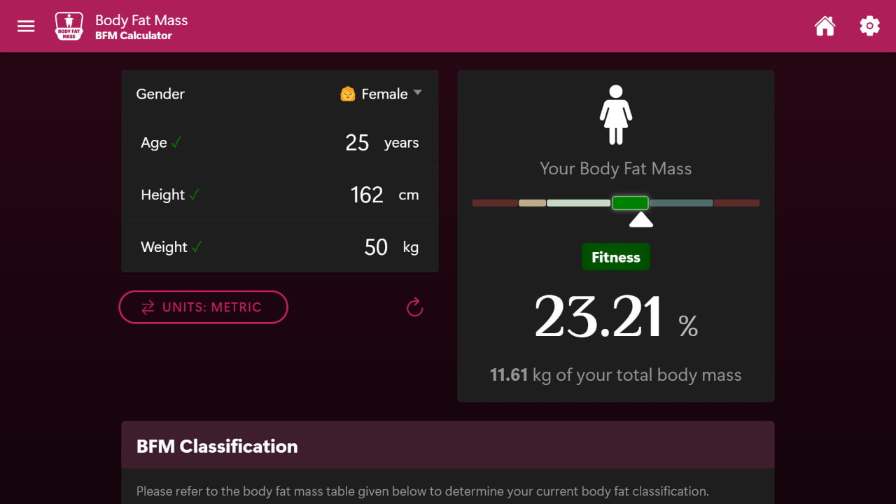 BFM - Body Fat Mass Calculator - Calculator Hub