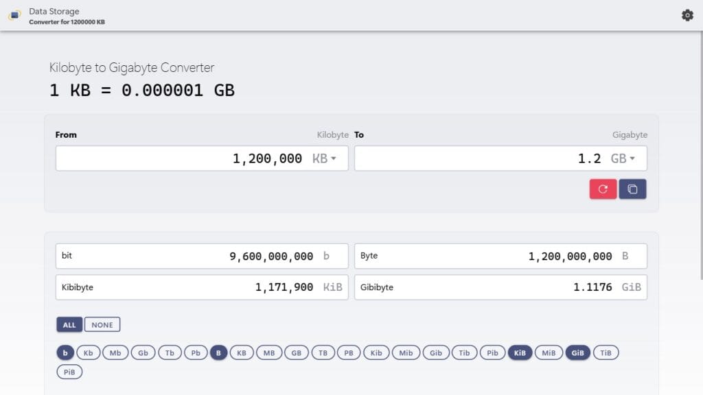 KB To GB Converter Calculator Hub KB To GB Converter Calculator Hub