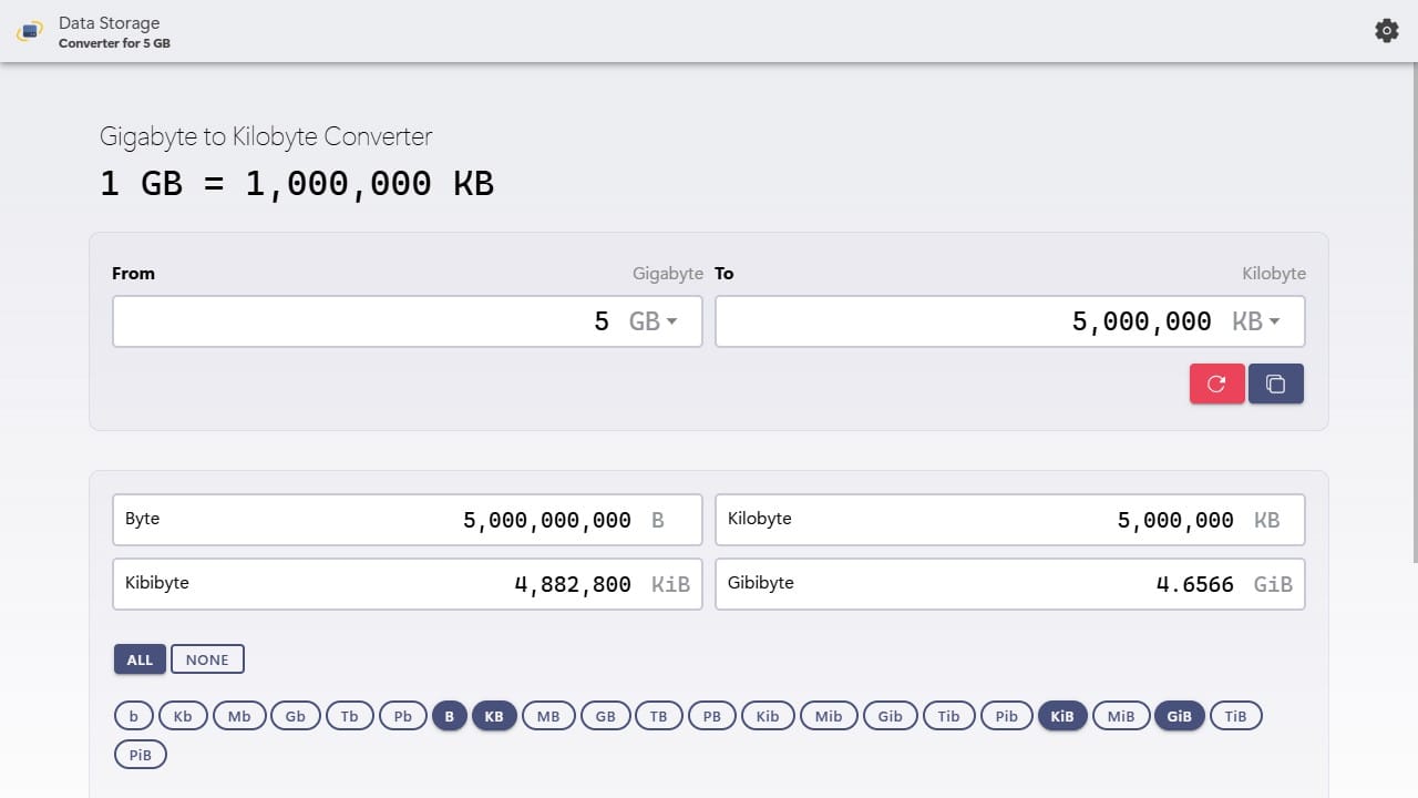 GB to KB Converter - Calculator Hub