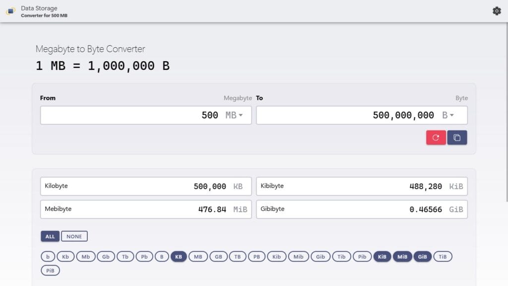 MB To Byte Converter Calculator Hub
